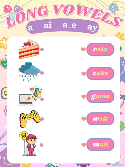 Long Vowel a ใบงานเชิงโต้ตอบ | TopWorksheets