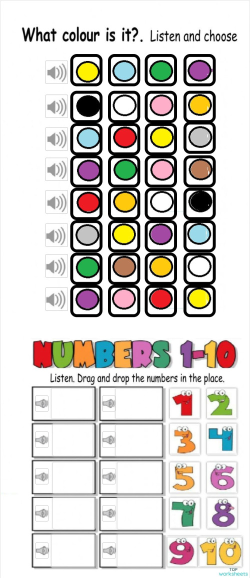 EN1_Colours_numbers. Interactive worksheet | TopWorksheets