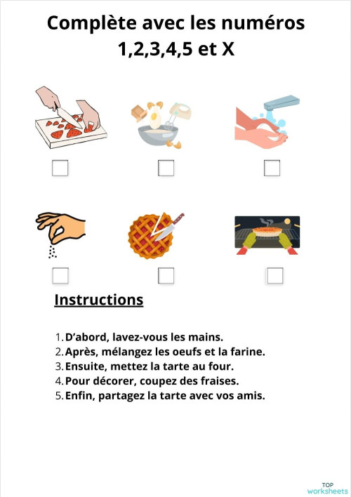 Compréhension tarte aux fraises. Fiche interactive | TopWorksheets