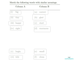 similar words. Interactive worksheet | TopWorksheets