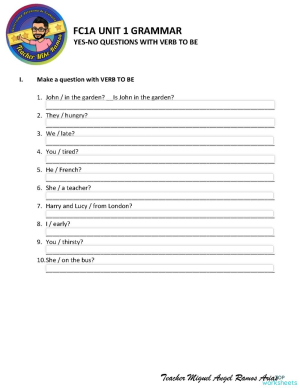 YES-NO QUESTIONS WITH VERB TO BE. Interactive worksheet | TopWorksheets