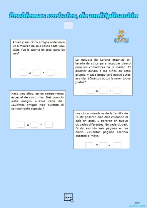 Problemas verbales 01. Ficha interactiva | TopWorksheets