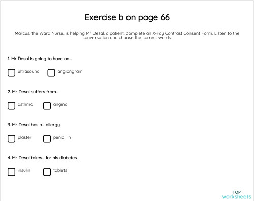 Exercise b on page 66. Interactive worksheet | TopWorksheets