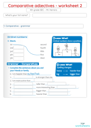 Comparative adjectives worksheet 1-1 (Copia). Ficha interactiva ...