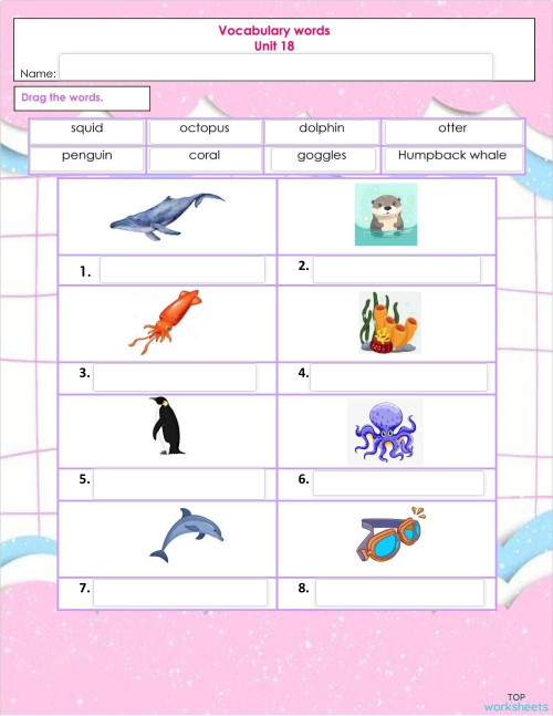 Vocabulary Uni 18. Interactive worksheet | TopWorksheets