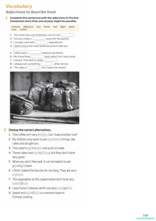 A2+ u2 (food). Interactive worksheet | TopWorksheets