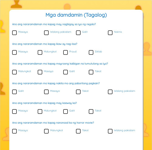 Mga damdamin (Tagalog). Interactive worksheet | TopWorksheets