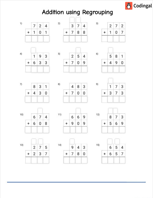 M_G02M05L24_WE01_Addition using Regrouping. Interactive worksheet | TopWorksheets