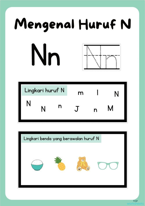 MENULIS HURUF N. Lembar kerja interaktif | TopWorksheets