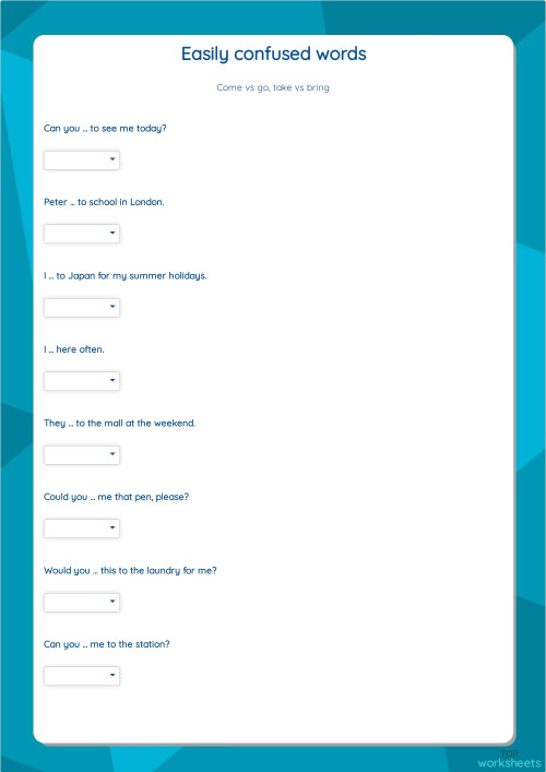Easily confused words. Interactive worksheet | TopWorksheets