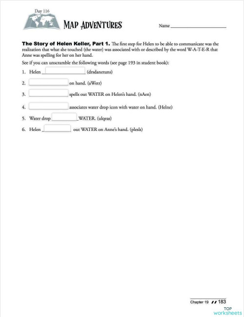 Chapter 19: Map Adventures Pg 183. Interactive worksheet | TopWorksheets