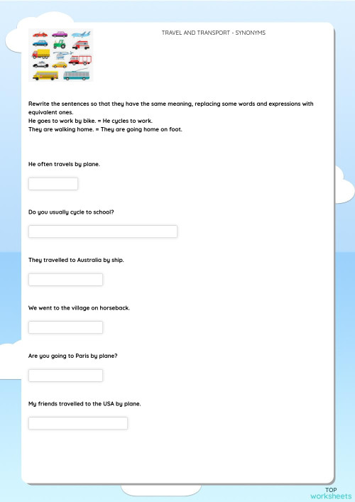 Synonyms: interactive worksheets and online exercises | TopWorksheets
