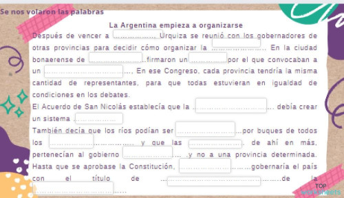 La Argentina empieza a organizarse. Ficha interactiva | TopWorksheets