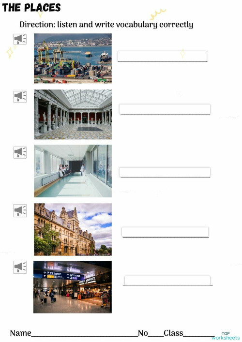 The places2. Interactive worksheet | TopWorksheets