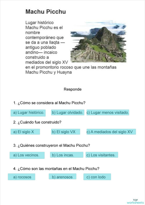 Texto informativo 2. Ficha interactiva | TopWorksheets