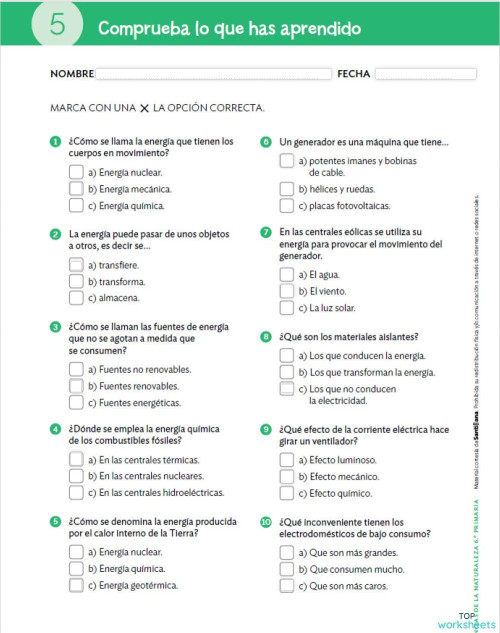 Física: fichas interactivas y ejercicios online | TopWorksheets