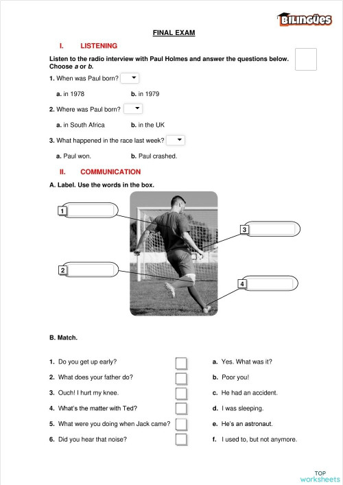 Young 4 - Final exam (GTT-4). Interactive worksheet | TopWorksheets