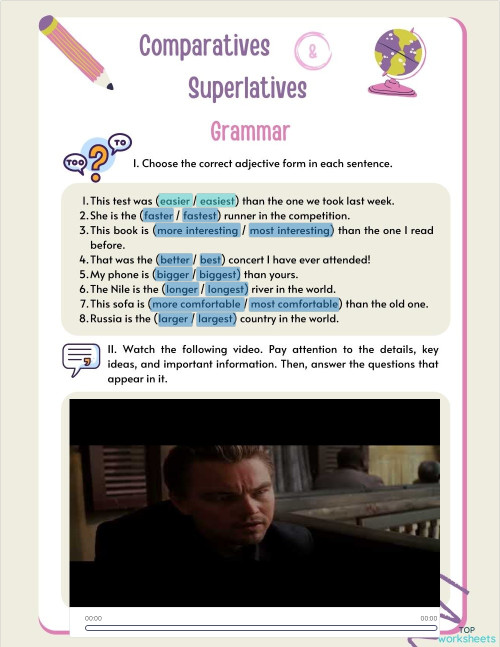 Comparatives and superlatives. Interactive worksheet | TopWorksheets