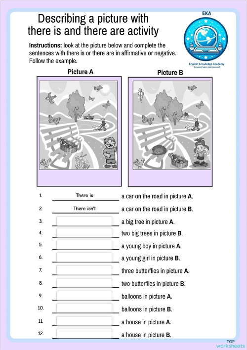 Describing a picture with there is and there are activity. Interactive ...