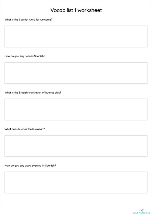 Vocab list 1 worksheet. Ficha interactiva | TopWorksheets