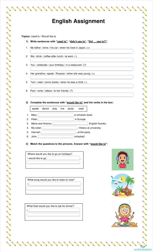 English Assignment - 6° Row C. Interactive worksheet | TopWorksheets