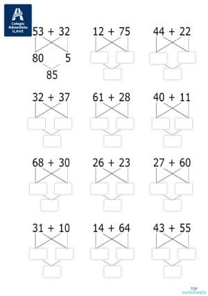 SUMAS DE DECENAS Y UNIDADES. Ficha interactiva | TopWorksheets