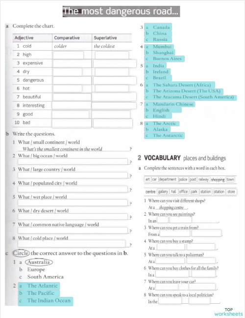 ACT 2-2ND TERM-THE MOST DANGEROUS ROAD.... Interactive worksheet | TopWorksheets