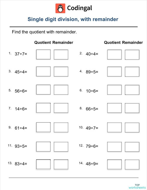 M_G02M11L53_WA01_Simple division with remainders. Interactive worksheet ...