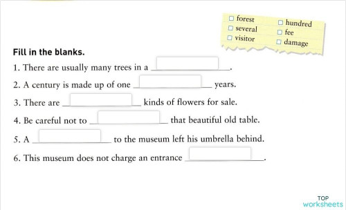 trees in the forest. Interactive worksheet | TopWorksheets