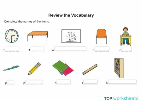 Classroom Vocabulary. Interactive worksheet | TopWorksheets