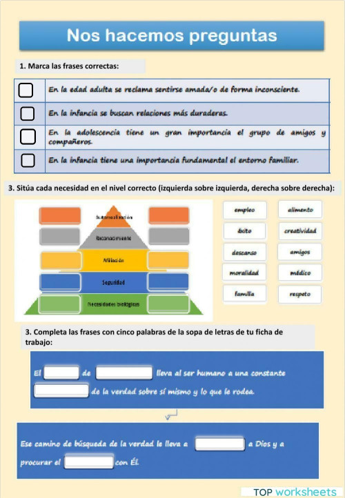 Nos hacemos preguntas. Ficha interactiva | TopWorksheets