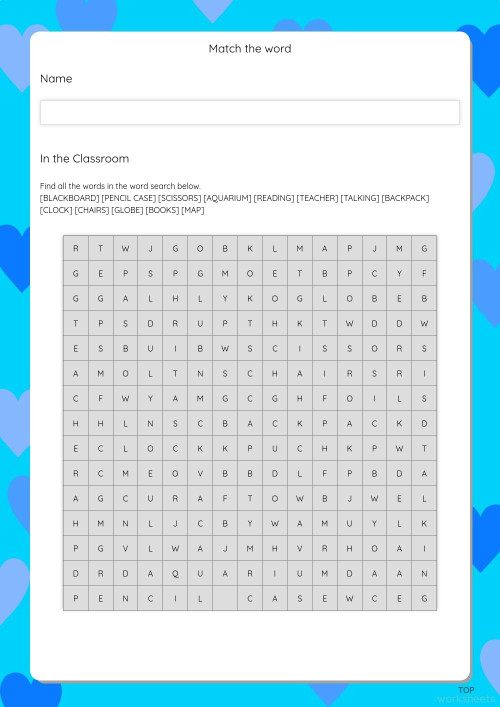 Match the word. Interactive worksheet | TopWorksheets