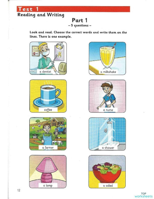 Test 1 - Reading And Writing. Interactive Worksheet | Topworksheets