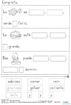 Completa las oraciones. Ficha interactiva | TopWorksheets