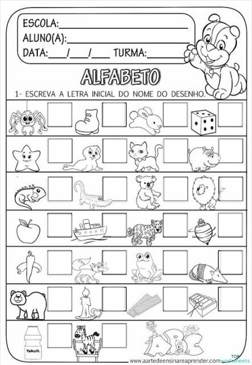 APRENDENDO O ALFABETO. Ficha interativa | TopWorksheets