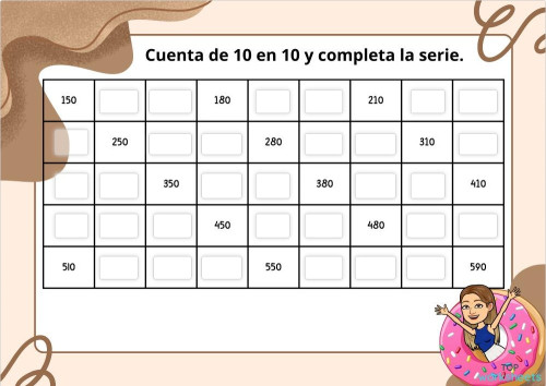 Ejercicio de conteo y secuencia: Los números de dos en dos. Ficha ...
