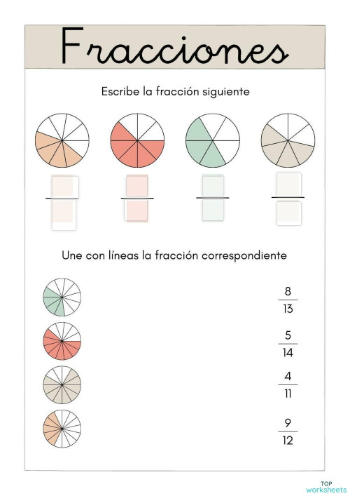 Fracciones prueba. Ficha interactiva | TopWorksheets