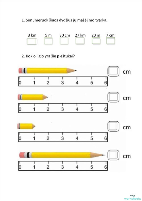 Matavimo vienetai: interactive worksheets and online exercises ...