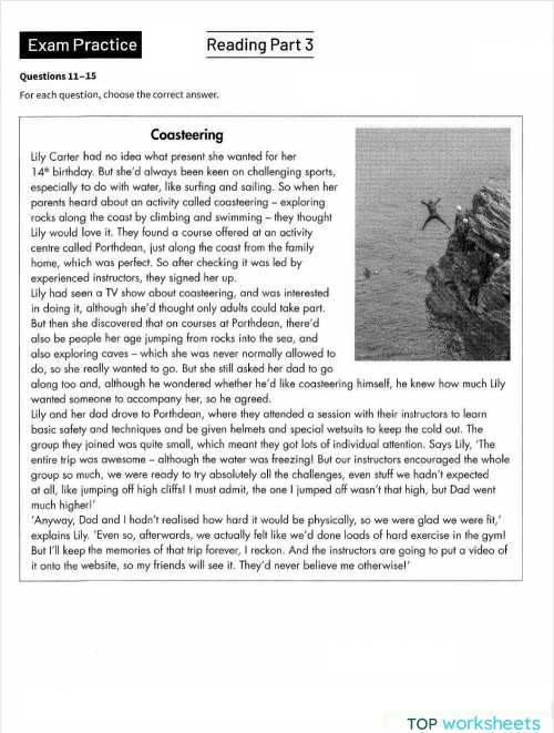PET 2020 Reading part 3. Interactive worksheet | TopWorksheets