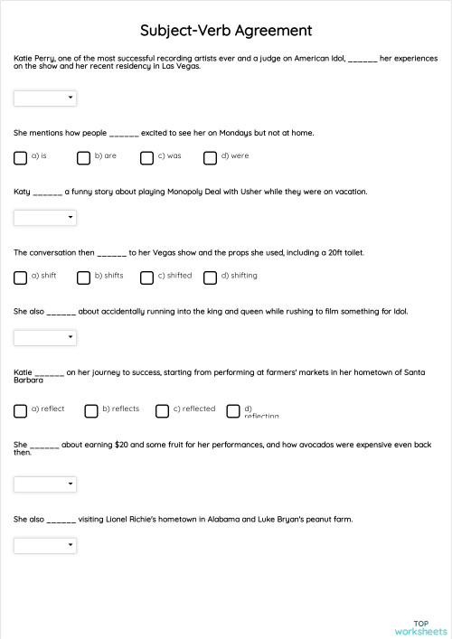 Verbs: interactive worksheets and online exercises | TopWorksheets