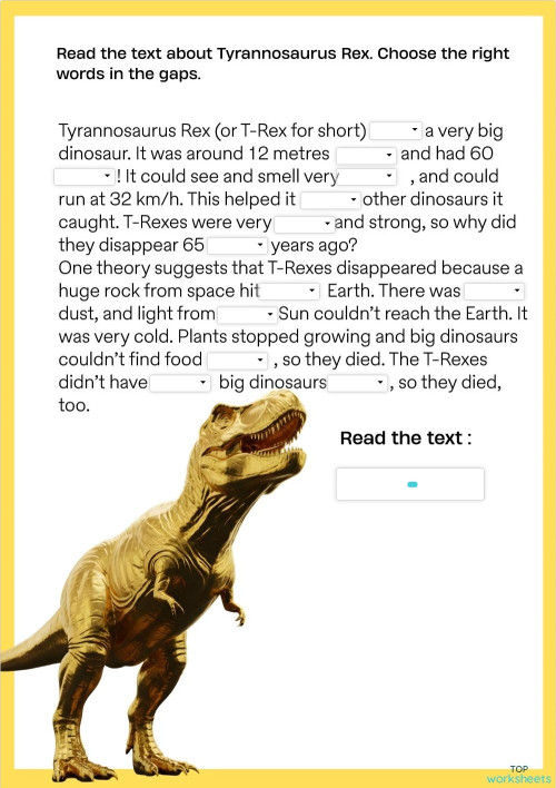 Reading A1 Reading a text and filling the missing words in the gaps ...