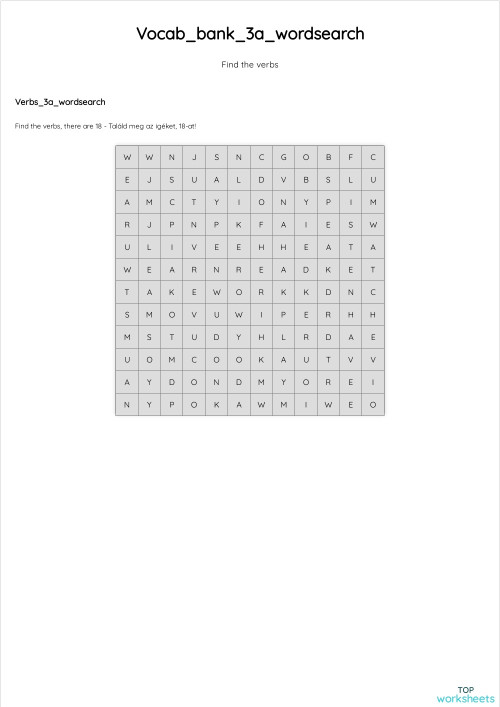Vocab_bank_3a_wordsearch. Interactive worksheet | TopWorksheets