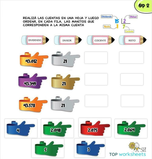 Divisiones por 2 cifras. Ficha interactiva | TopWorksheets