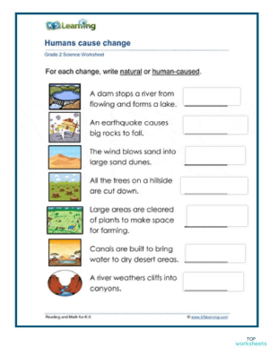 caused by human or nature. Interactive worksheet | TopWorksheets
