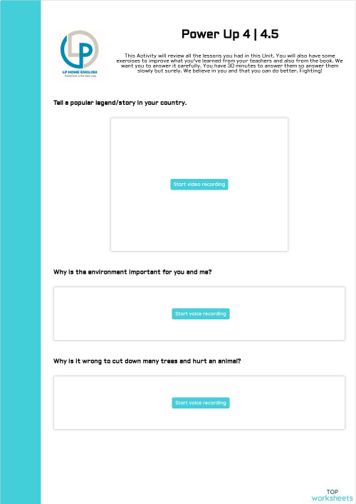 Power Up 4 | 4.5. Interactive worksheet | TopWorksheets