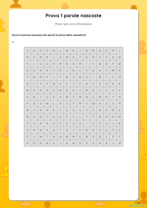 Prova 1 parole nascoste. Interactive worksheet | TopWorksheets