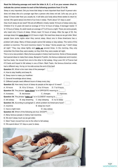 READING MULTIPLE CHOICE 11. Interactive worksheet | TopWorksheets