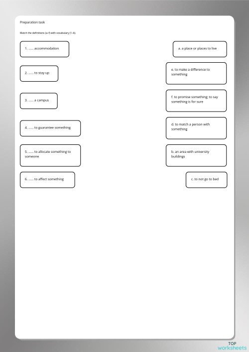 An accommodation form - P1. Interactive worksheet | TopWorksheets