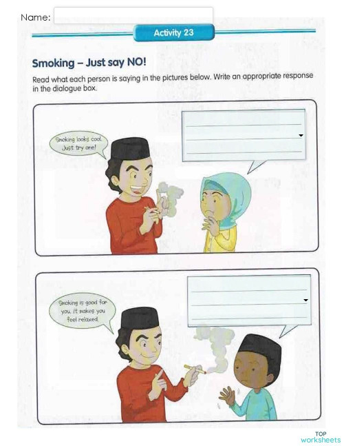 Activity 23: Just Say NO!. Interactive worksheet | TopWorksheets