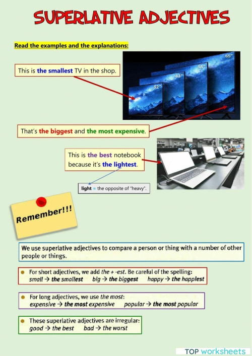 Superlative Adjectives. Interactive worksheet | TopWorksheets
